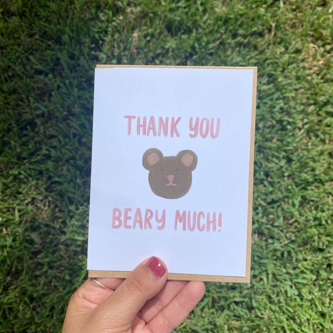 Thank You Beary Much Card, Pun Greeting Card, Thank You Greeting Card ...