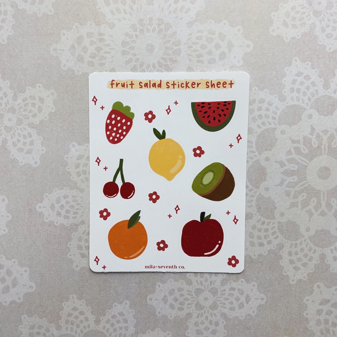 Fruit Salad Sticker Sheet, Fruit Stickers, Kawaii Stickers, Cute ...