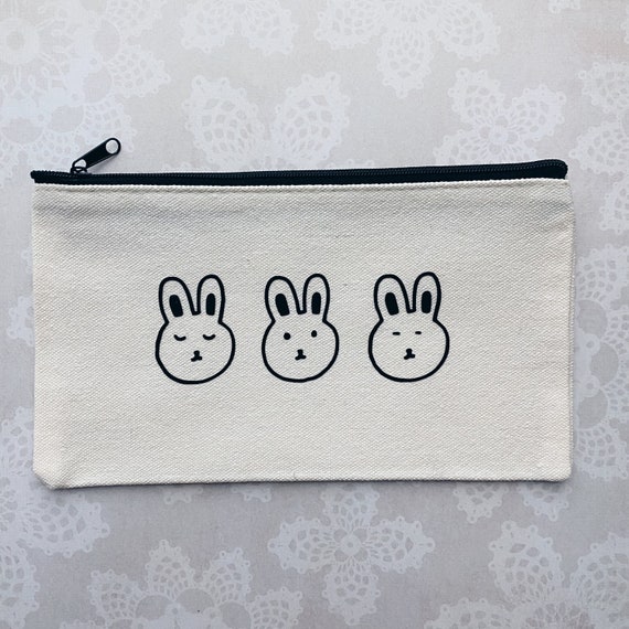 3 Cute Bunnies Pencil Case Pouch Canvas Pencil Case Pencil - Etsy