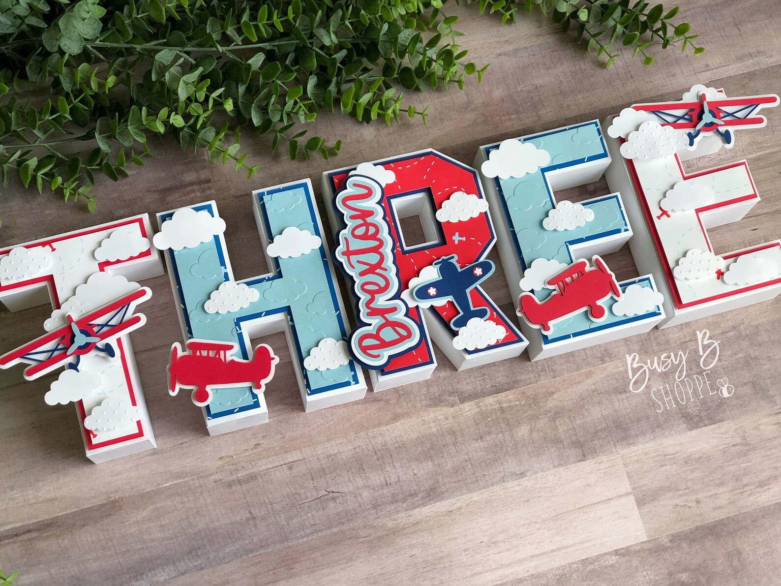 Airplane 3D Letters Vintage Airplane Birthday ONE 3D - Etsy