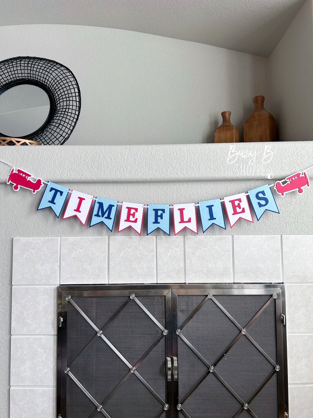 Airplane Time Flies Banner | Time Flies Baby Shower | Airplane Theme ...