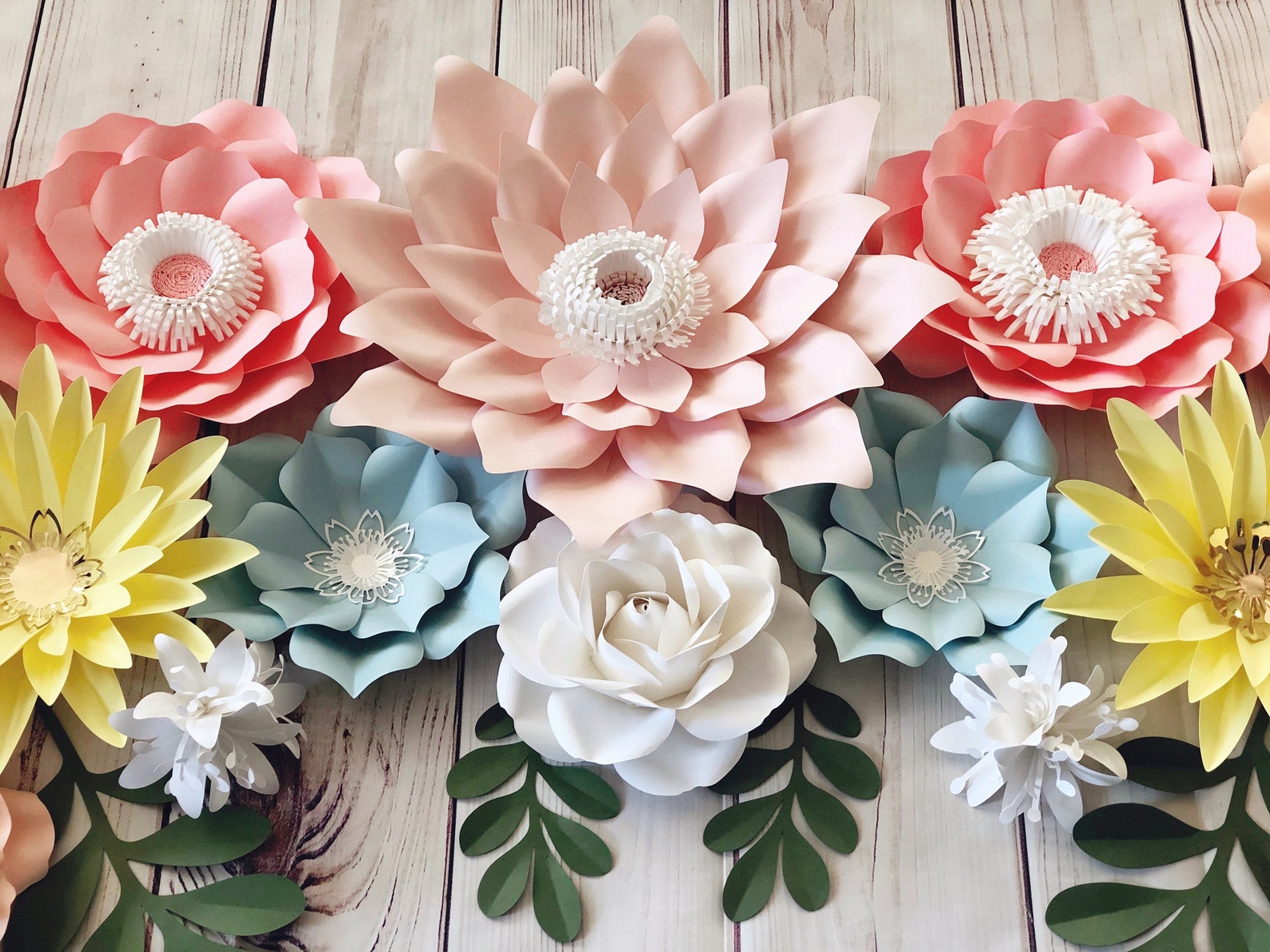 Large Flower Wall Set / Flower Set / Bridal Shower Backdrop / - Etsy