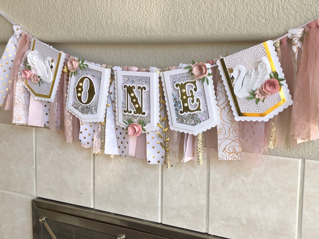 Swan Princess High Chair Banner | Swan Banner | 1st Birthday Banner ...