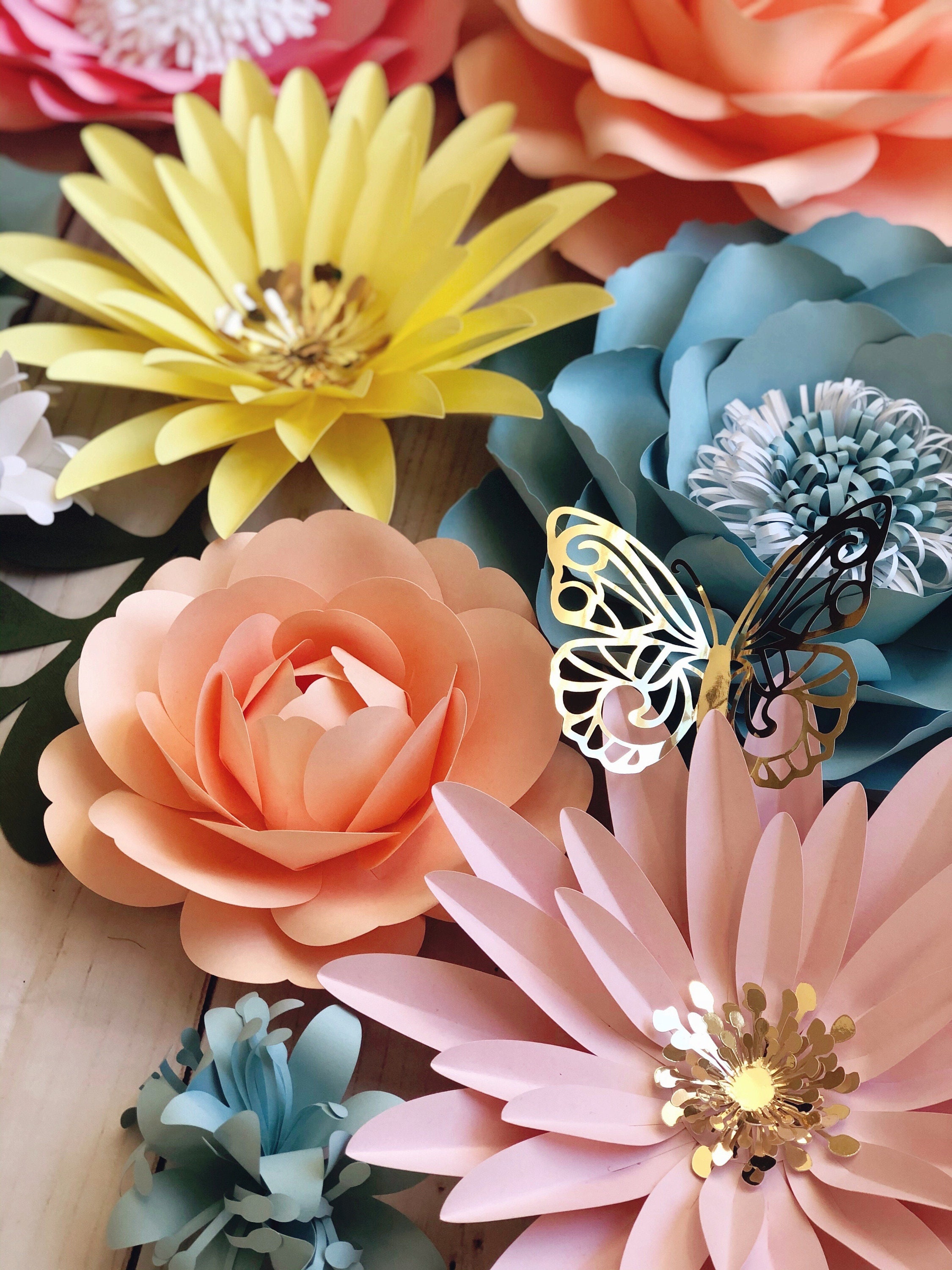 Large Flower Wall Set / Flower Set / Bridal Shower Backdrop / - Etsy