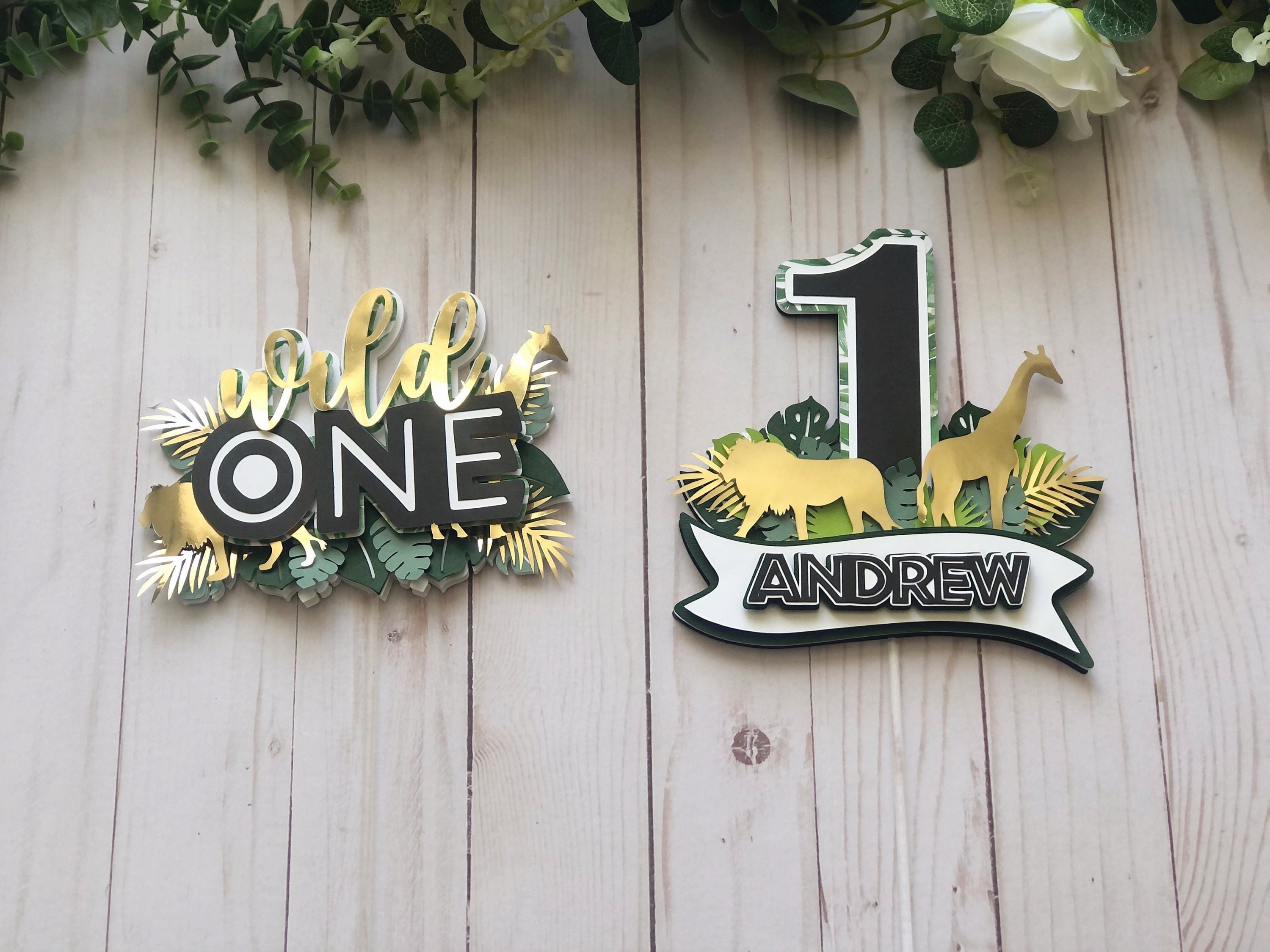 Wild One Cake Topper Safari Cake Topper Jungle Birthday | Etsy