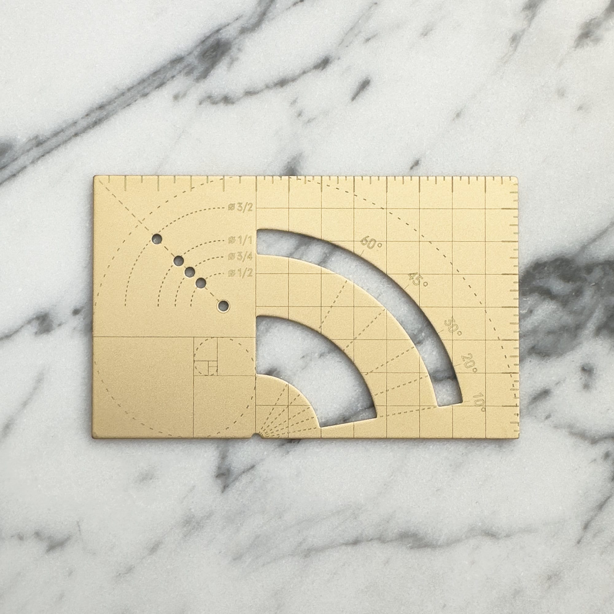 The Golden Ruler: EDC Wallet-sized Fibonacci Multi-tool. Brass Metal ...