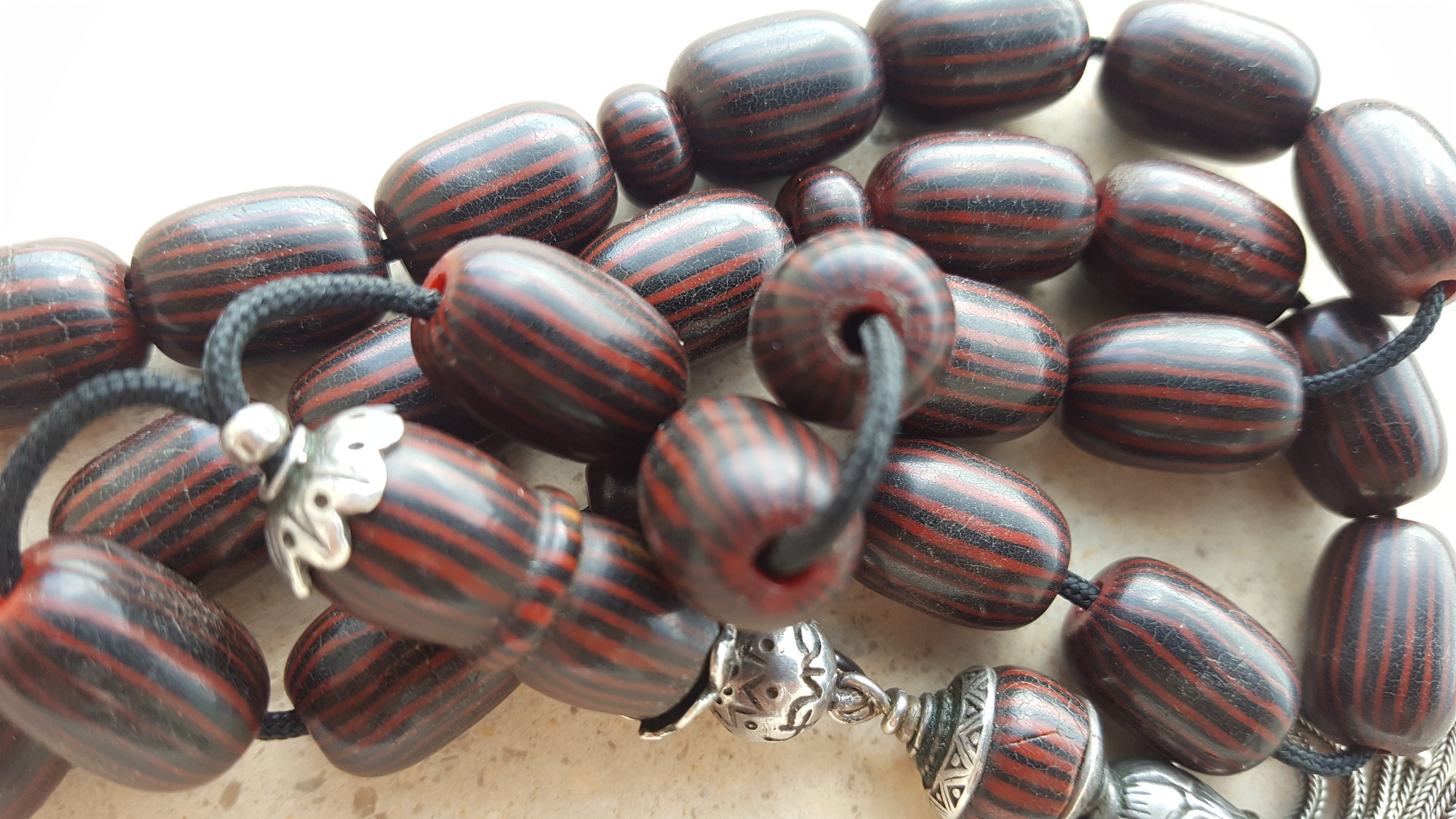 Unique One of a Kind Old Striped Faturan Beads Two Colours Red - Etsy