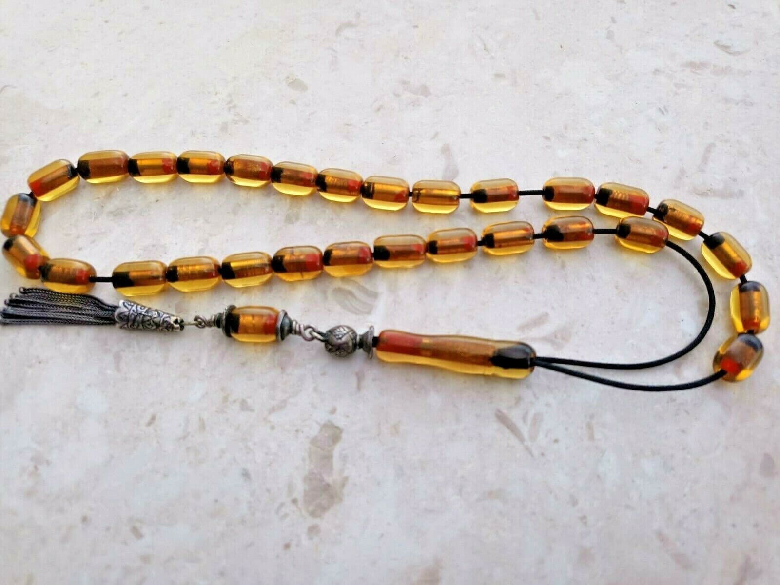 Honey Red Misteka Faturan Bakelite German Amber Worry Prayer Beads ...
