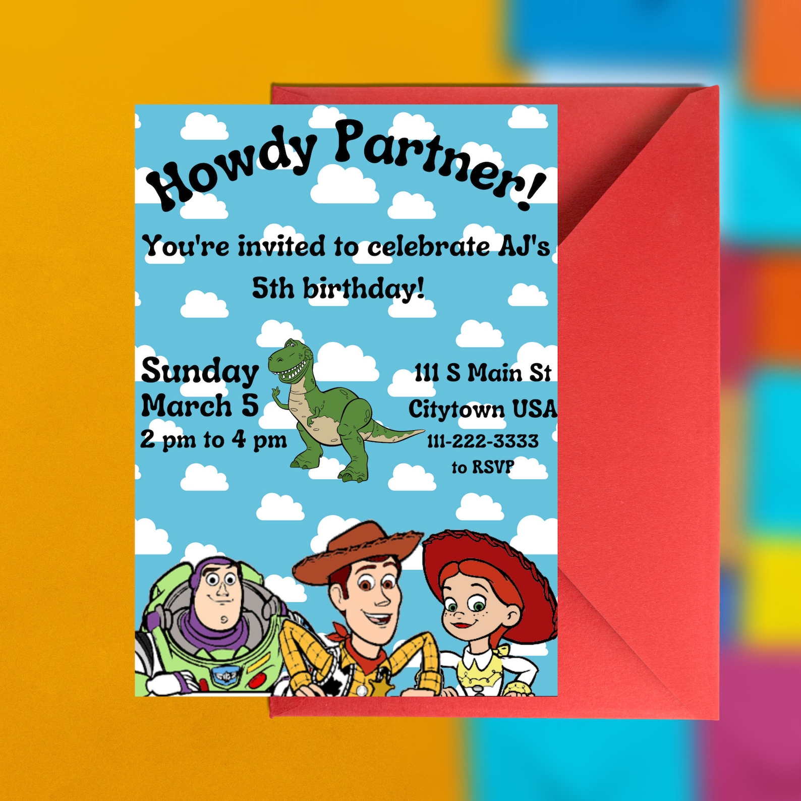 Toy Story Birthday Invitation Custom Birthday Party Invitation Toy ...