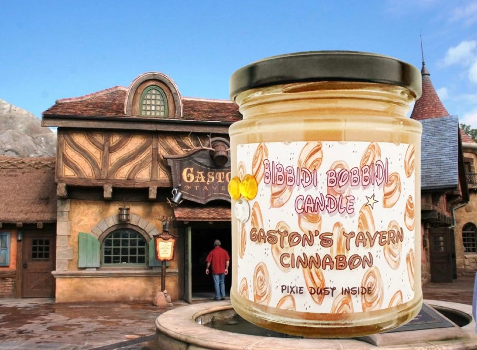 Gastons Tavern Cinnabon 8 Oz Glass Candle Jar Disney - Etsy