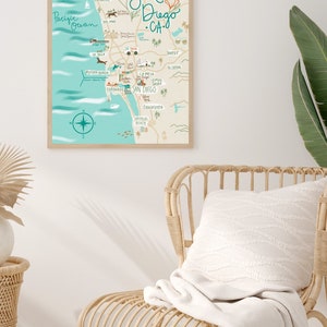 San Diego Illustrated Map Poster | 12x16 Inches | San Diego La Jolla ...