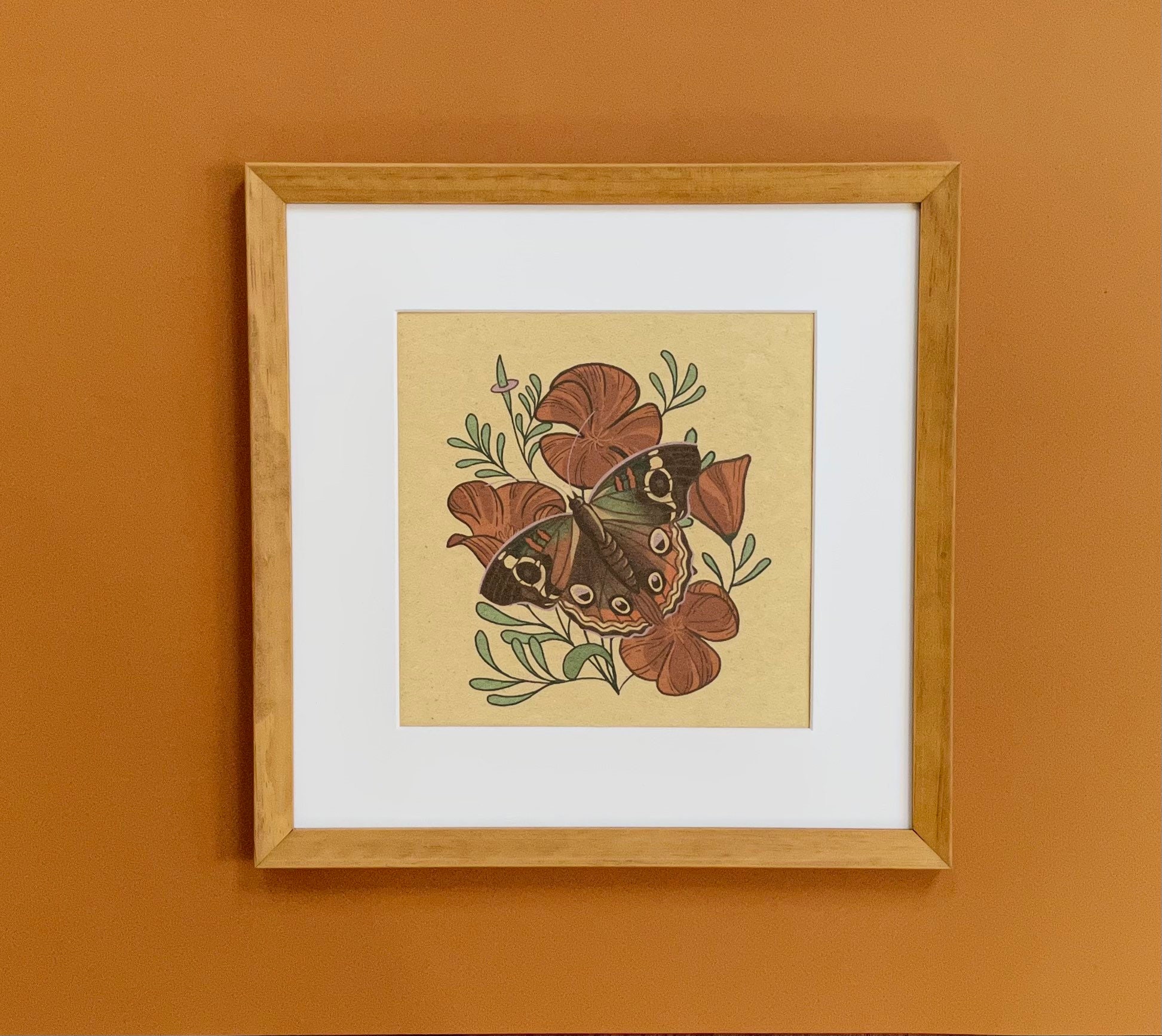 Poppy and Buckeye Butterfly Art Print Boho Gallant Wall 8 X 8 | Etsy