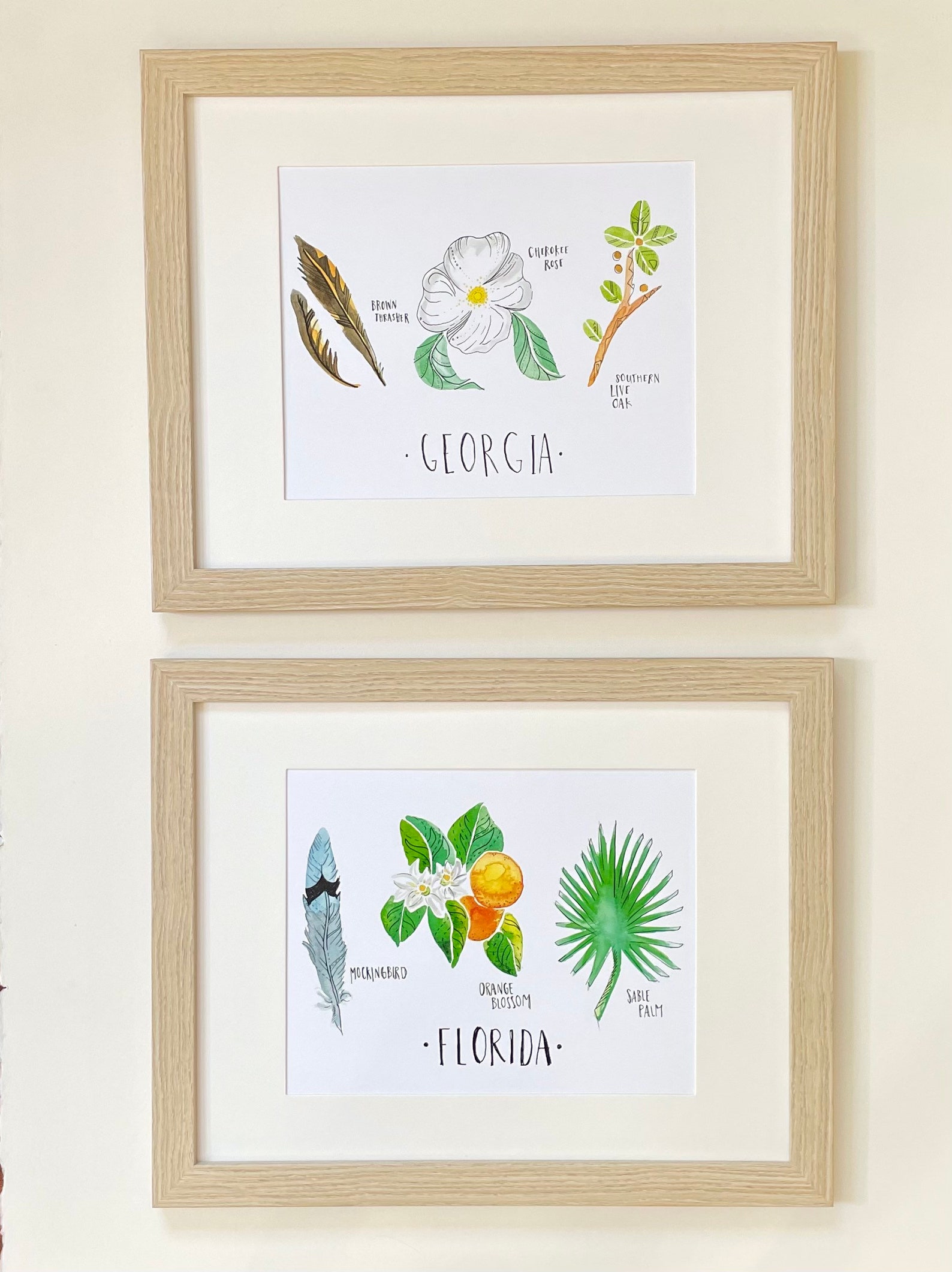 Georgia State Bird State Flower and State Tree Print State Art ...