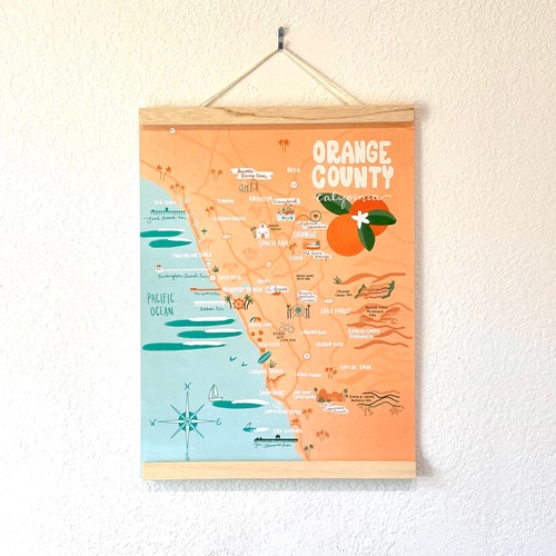 Orange County Map Poster 12x16 Art Illustration Print - Etsy