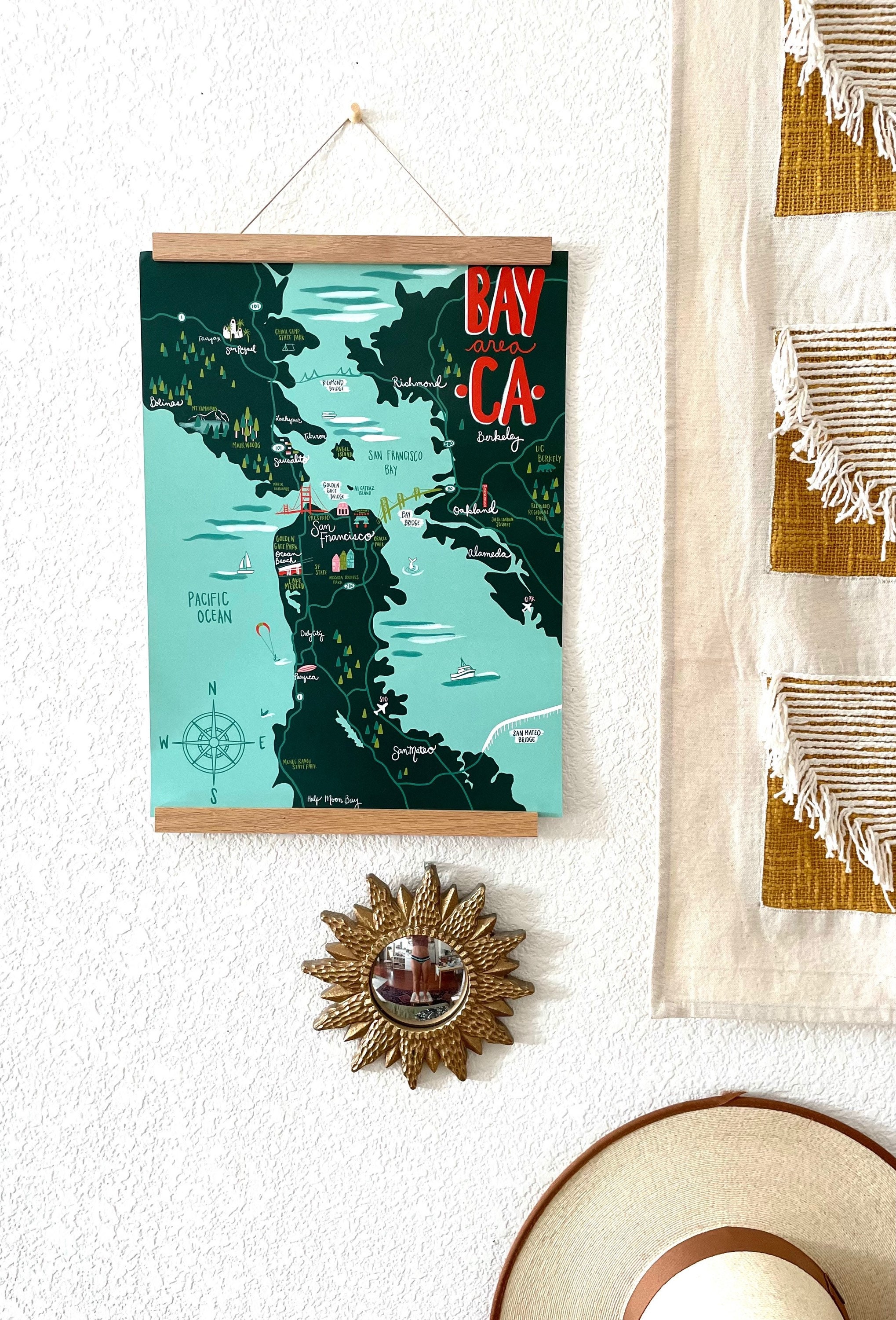 San Francisco Map Art Print Bay Area Illustrated Map California Map SF ...
