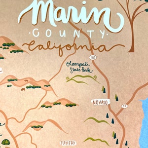 Marin Map San Francisco Bay Area Marin County Illustrated Map ...