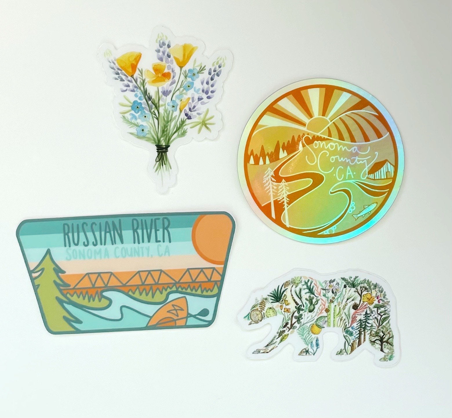 Sonoma County Sticker Pack of 4 California Stickers Wine - Etsy