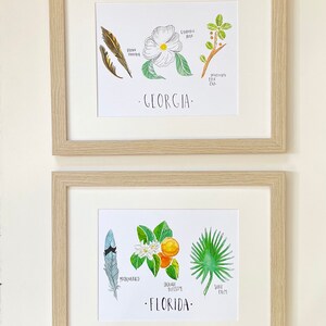 Florida State Tree, Flower, Bird Art Print Botanical Watercolor Florida ...
