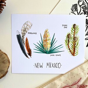 New Mexico State Flower Art Print 8x10 State Print Yucca Flower Pinyon ...