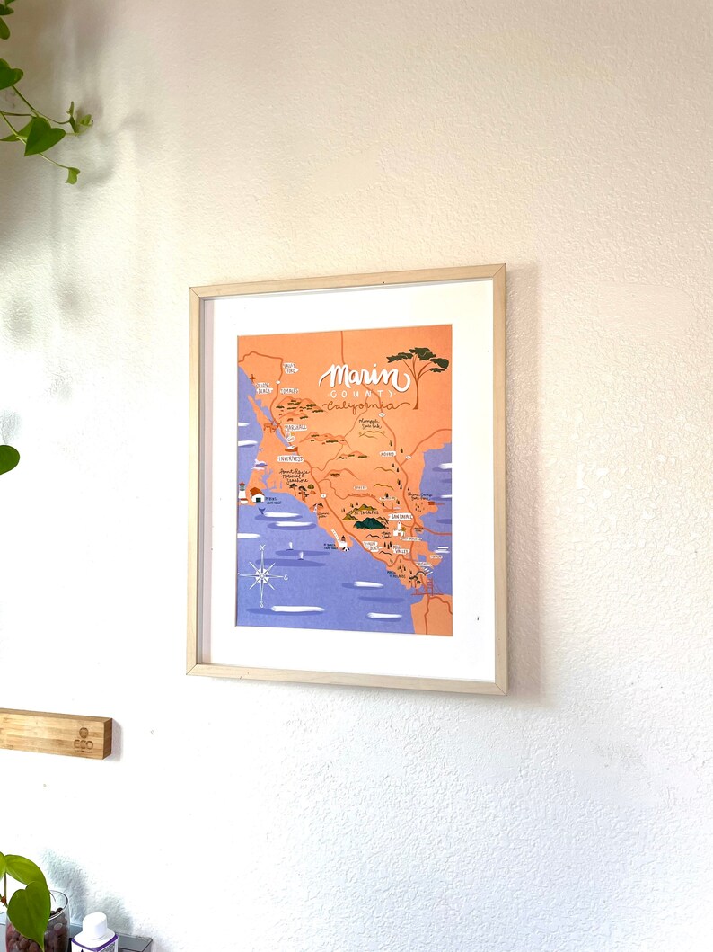 Marin Map San Francisco Bay Area Marin County Illustrated Map ...