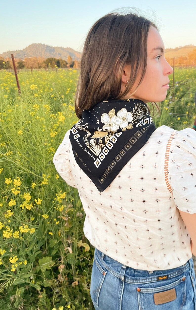 Flower Bandana Floral Mushrooms | 100% Cotton Screen Printed | Nature ...