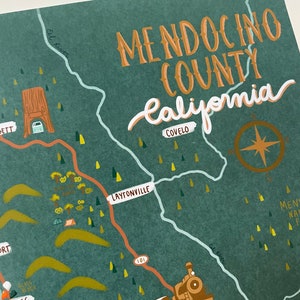Mendocino County Map Poster - Etsy