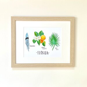 Florida State Tree, Flower, Bird Art Print Botanical Watercolor Florida ...