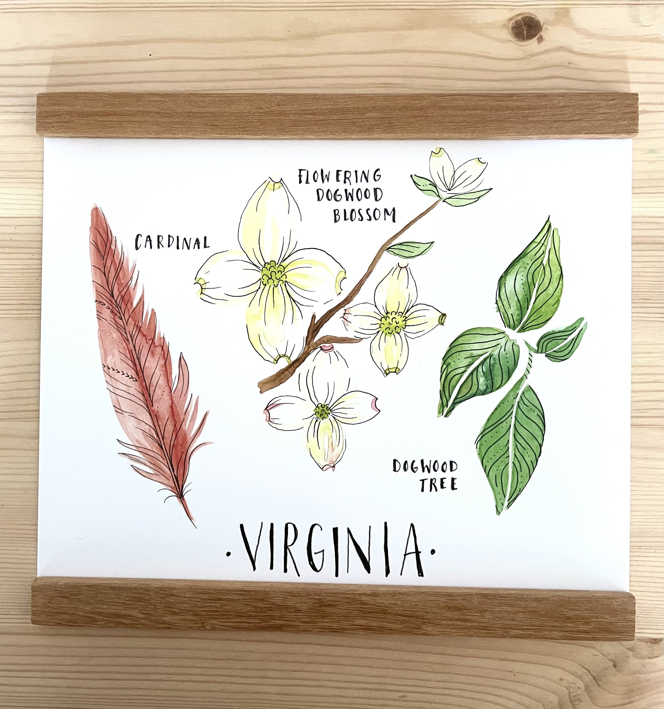 Virginia State Flower State Bird State Tree Art Dogwood - Etsy Australia