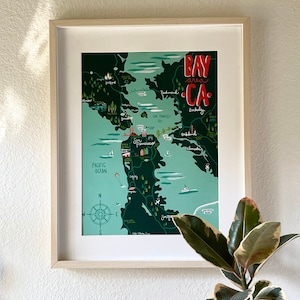 San Francisco Map Art Print Bay Area Illustrated Map California Map SF ...