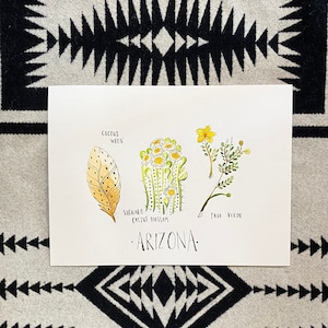 Arizona State Bird State Flower State Tree Art Print 8x10 Watercolor ...