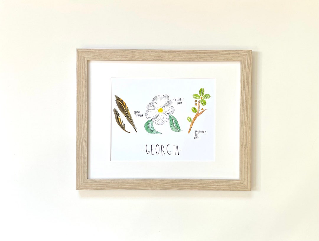 Georgia State Bird State Flower and State Tree Print State Art ...