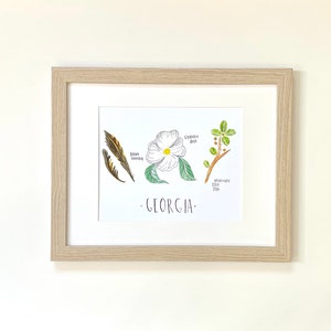 Georgia State Bird State Flower and State Tree Print State Art ...