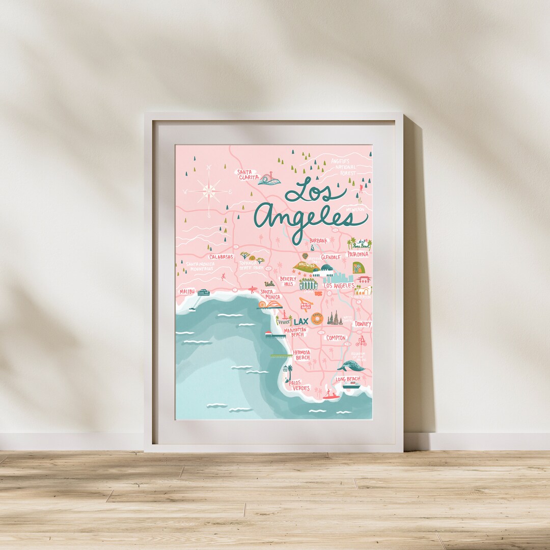 Los Angeles Map | LA Illustrated Map | Pasadena Manhattan Malibu Long ...