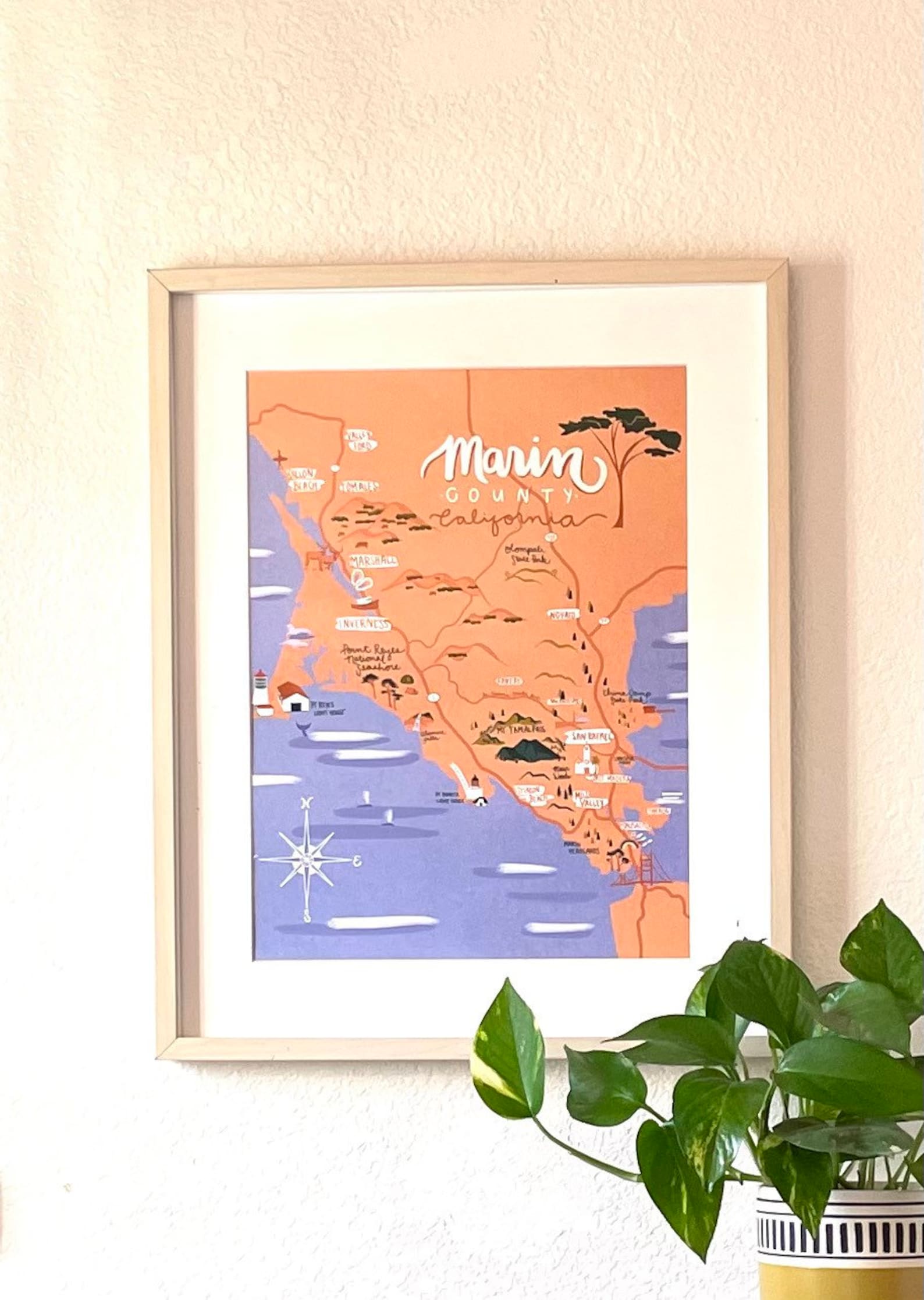 Marin Map San Francisco Bay Area Marin County Illustrated Map ...