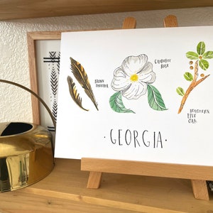 Georgia State Bird State Flower and State Tree Print State Art ...
