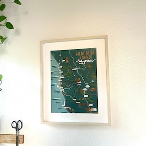 Mendocino County Map Poster - Etsy