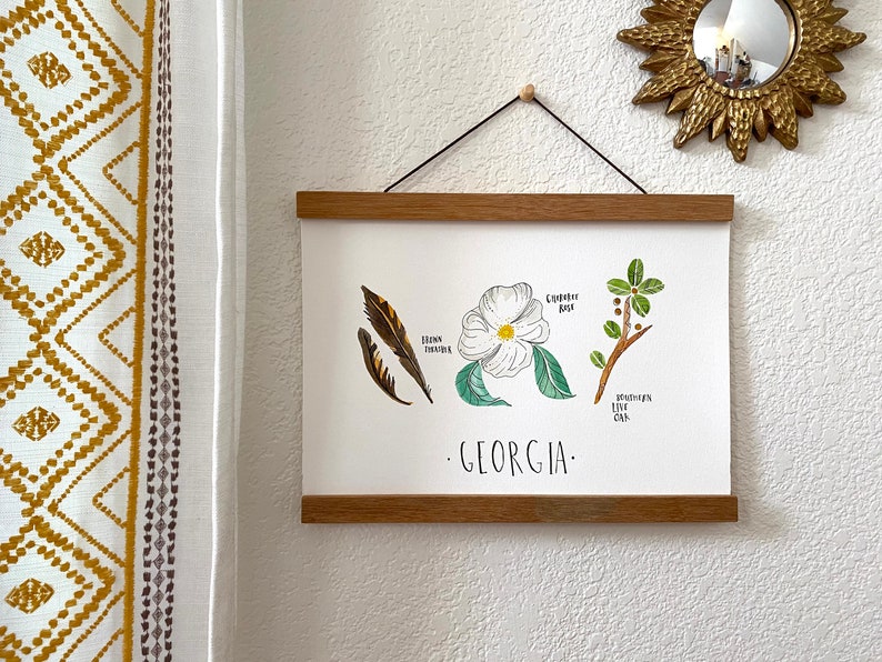 Georgia State Bird State Flower and State Tree Print State Art | Etsy