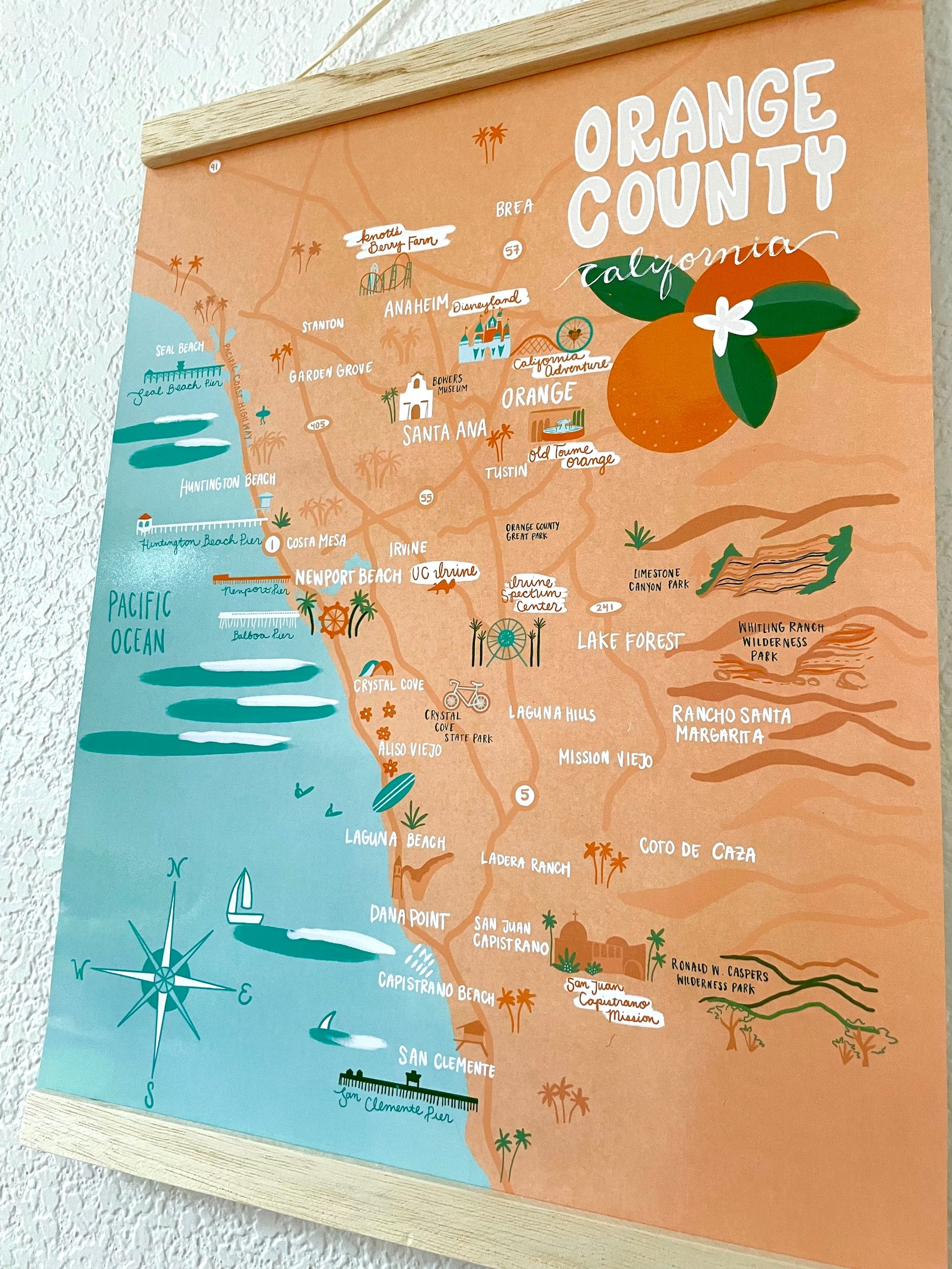 Orange County Map Poster 12x16 Art Illustration Print - Etsy