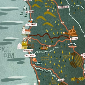 Mendocino County Map Poster - Etsy