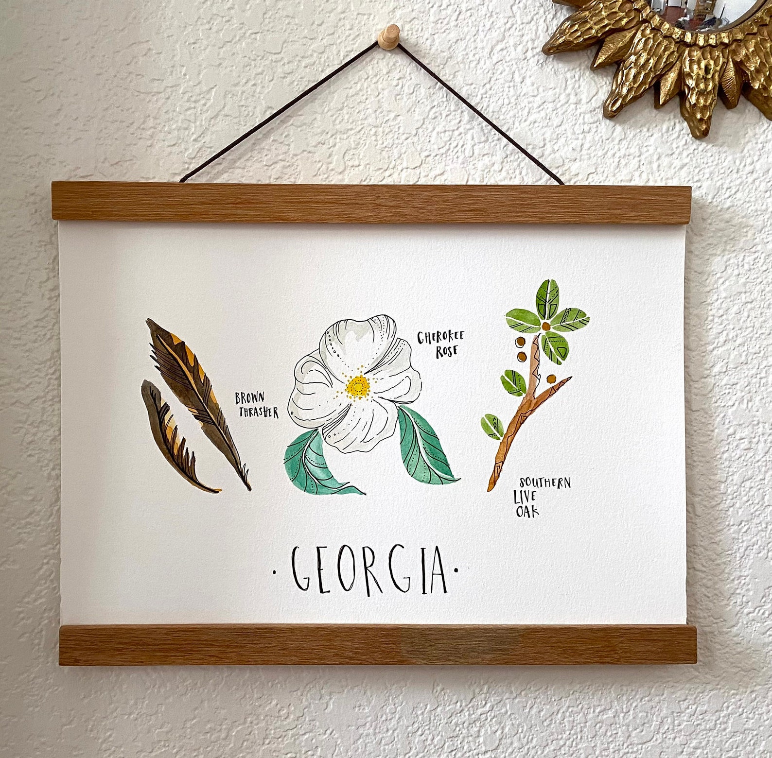 Georgia State Bird State Flower and State Tree Print State Art - Etsy