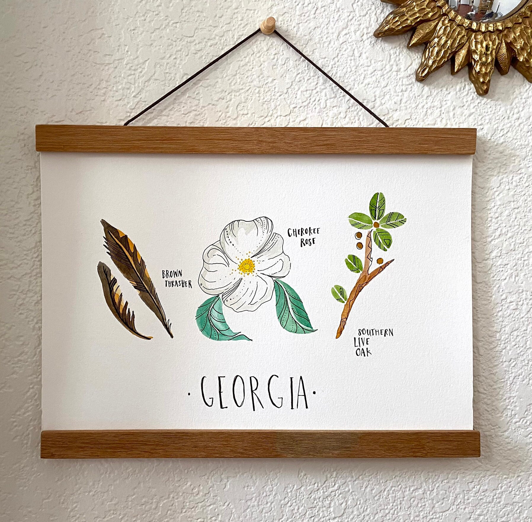 Georgia State Bird State Flower and State Tree Print State Art ...