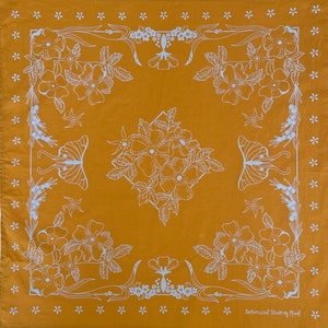 Floral Bandana | 100% Cotton Made in the USA | Screenprinted Silkscreen ...