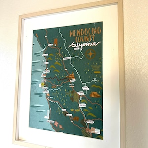 Mendocino County Map Poster - Etsy