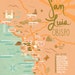 San Luis Obispo Map Illustrated County Map of SLO Morroy Rock Hearst ...