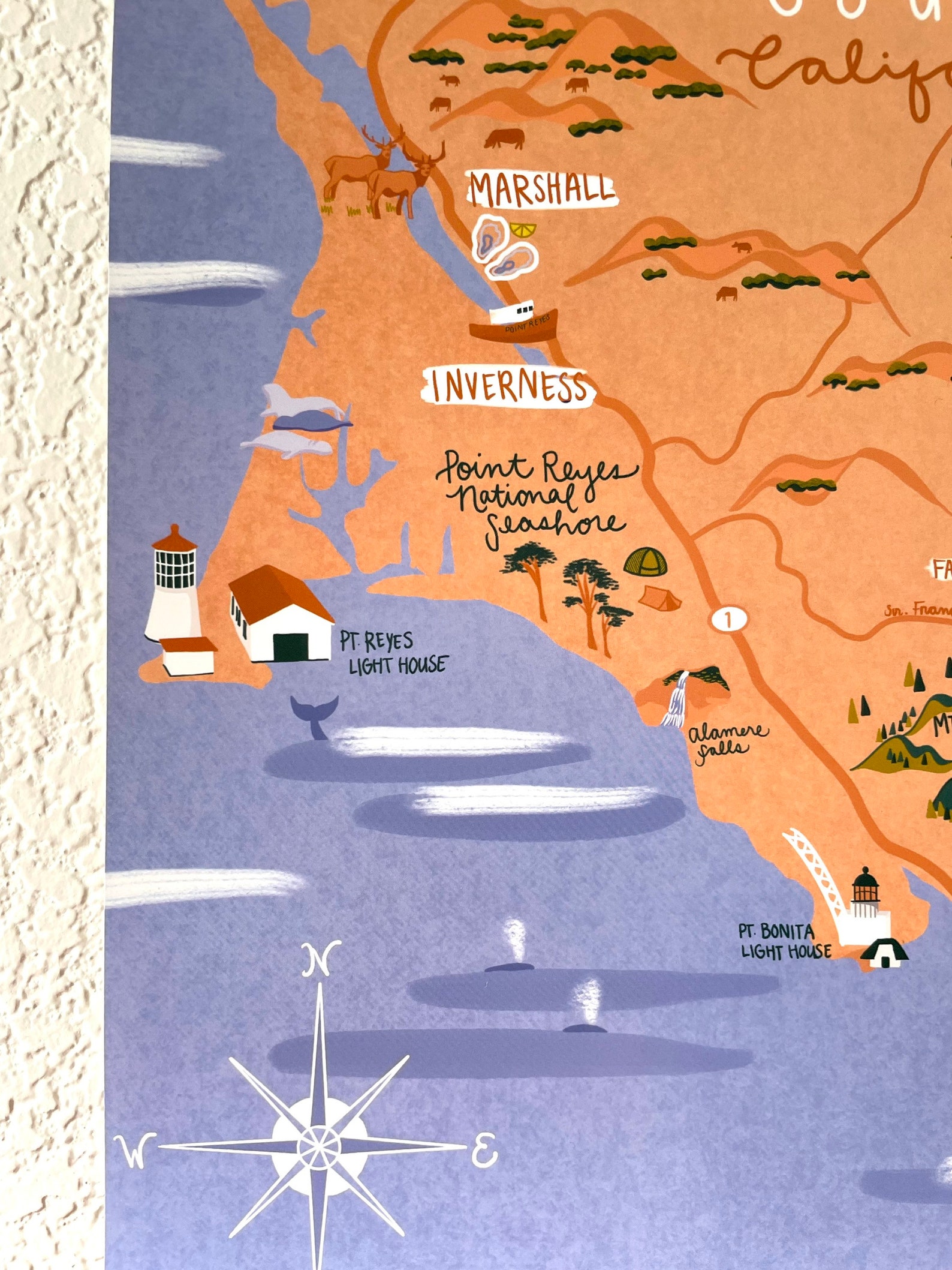 Marin Map San Francisco Bay Area Marin County Illustrated Map ...