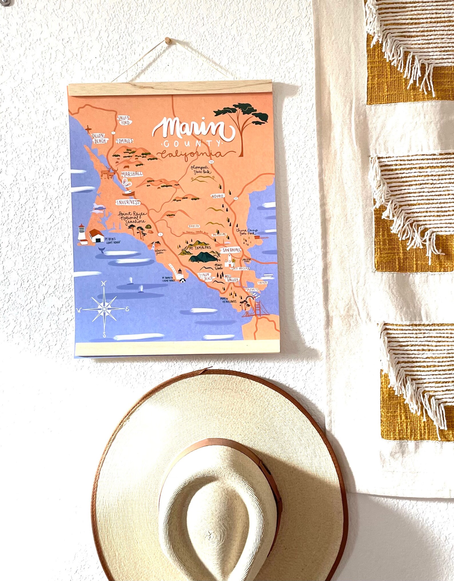 Marin Map San Francisco Bay Area Marin County Illustrated Map ...