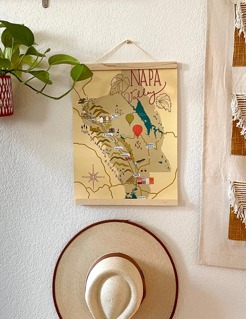 Napa Map Poster Napa County Napa Valley 12x16 Wine Country California ...
