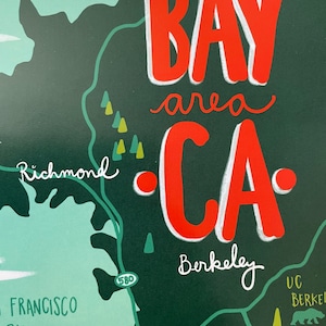 San Francisco Map Art Print Bay Area Illustrated Map California Map SF ...