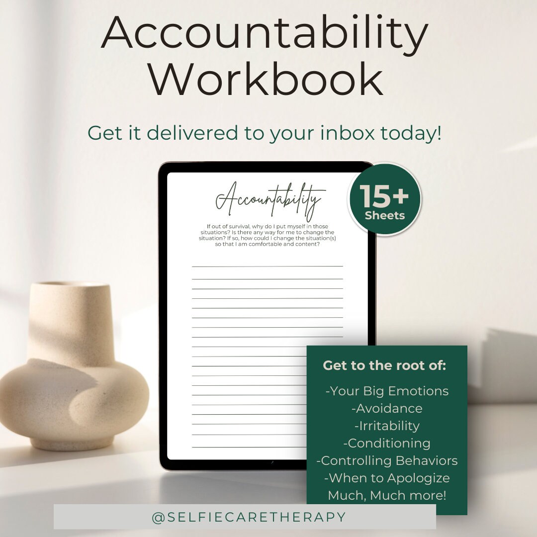 Accountability Workbook Self-therapy Self-care Emotional Healing Authenticity 2024 Habit Tracker ...