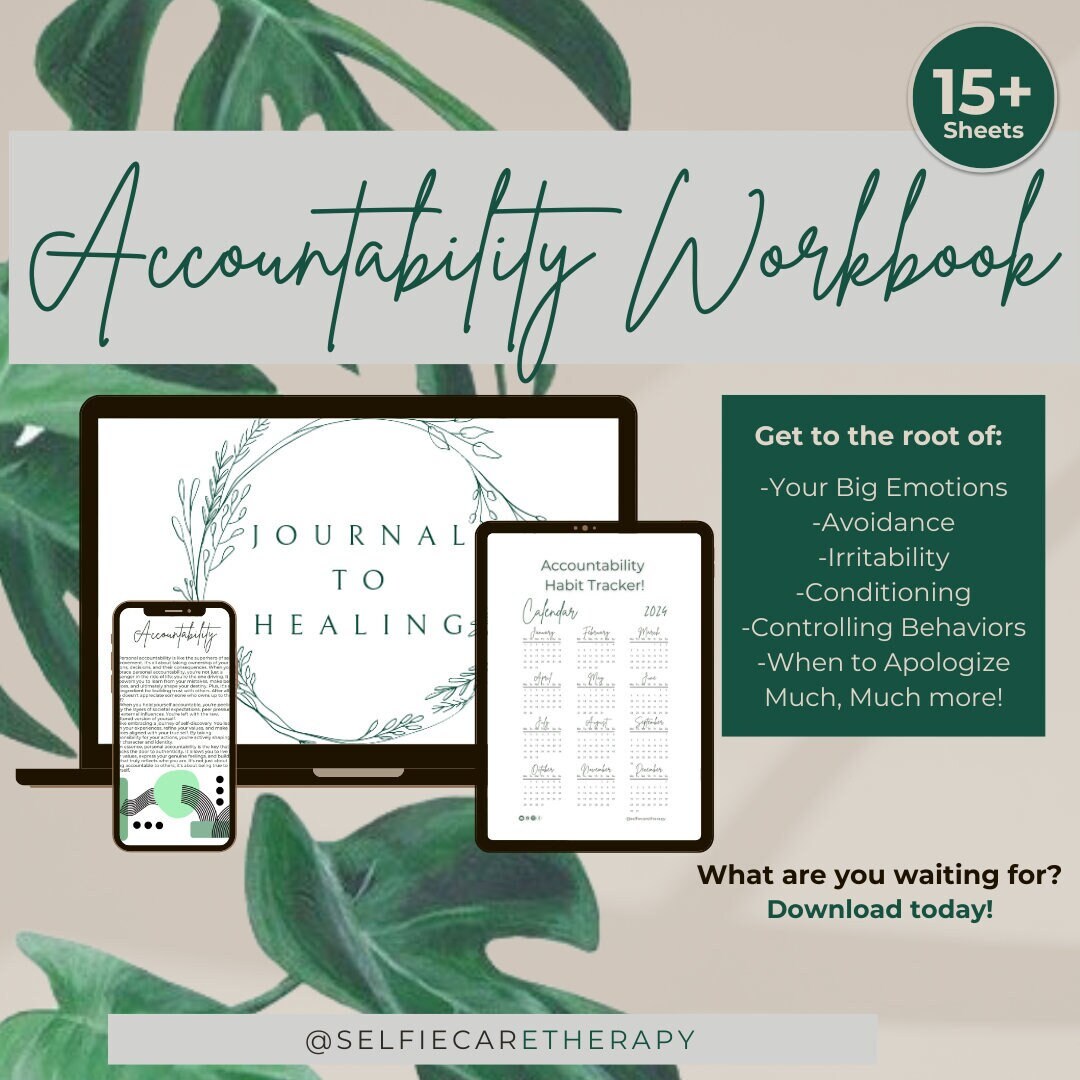 Accountability Workbook Self-therapy Self-care Emotional Healing ...